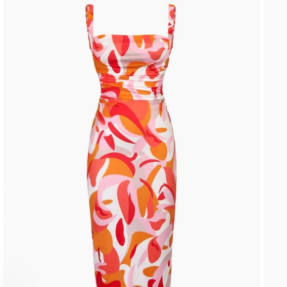 Micas | Dresses | Nwt Micas Multicolor Marble Tie Back Midi Dress ...